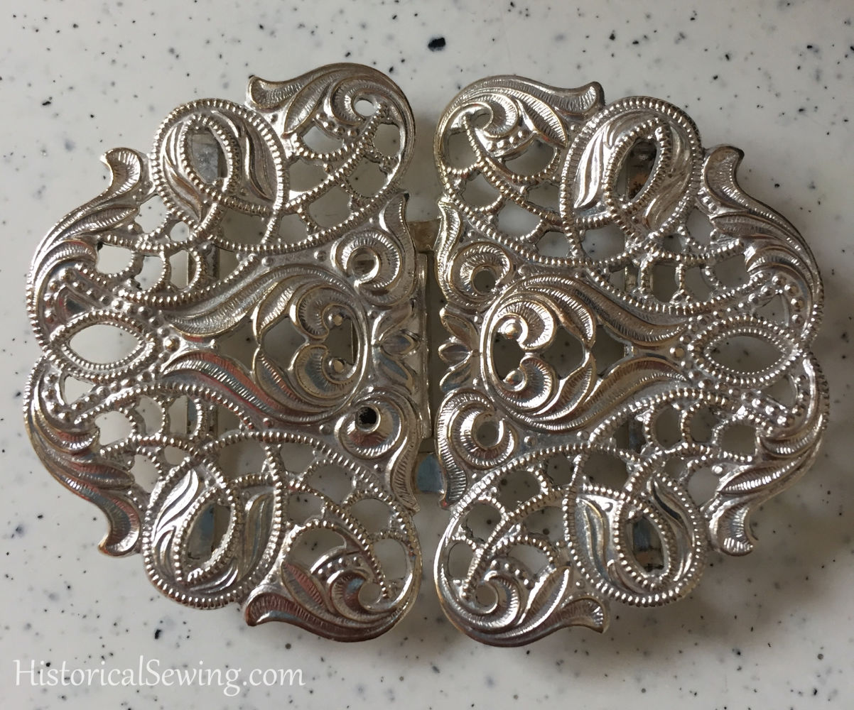 Removing the Tarnish on a Silverplate Buckle – Historical Sewing